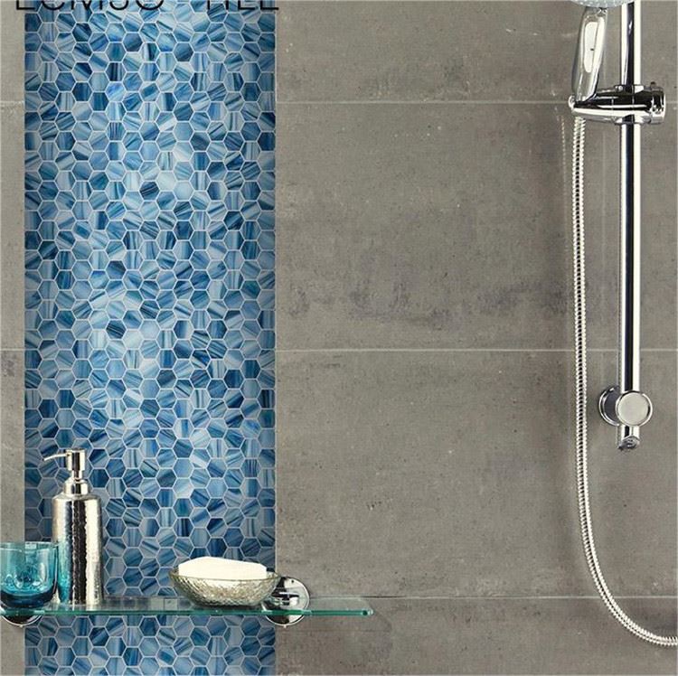 Jubin Mozek Kaca Heksagon Biru - Pembekal Jubin Mozek Kaca Heksagon ...